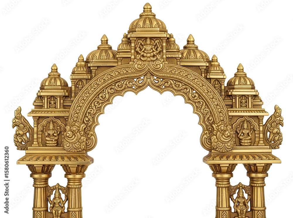 Grand Golden Temple Entrance Arch, South Indian Gopuram Design ...