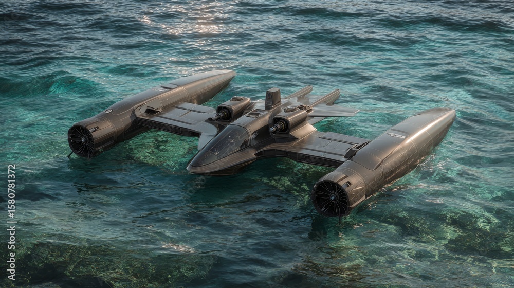 Innovative unmanned combat drone designed for water operations and ...