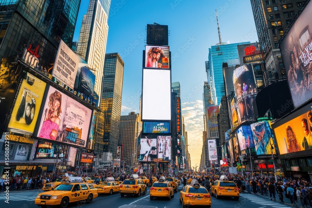 Billboard highway mockup scene merging with Times Square New York ...