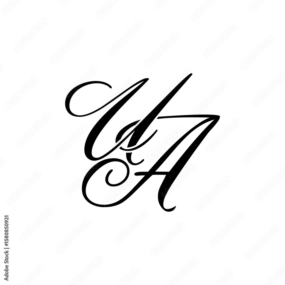 Stock-Vektorgrafik „Elegant UA Monogram Logo in Black Script – Luxury ...