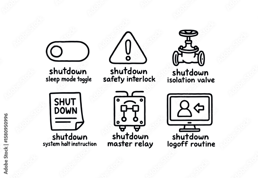 Image vectorielle Stock hand drawn cute doodle style isolated shutdown ...