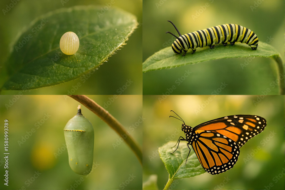 Butterfly Life Cycle Vector Diagram – Egg, Caterpillar, Chrysalis ...