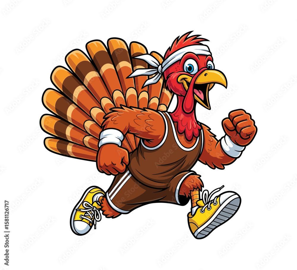 A fit turkey running with a headband and athletic wear Stock Vector ...