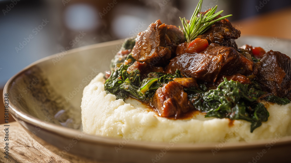 Smooth and thick white maize porridge called sadza, a traditional ...