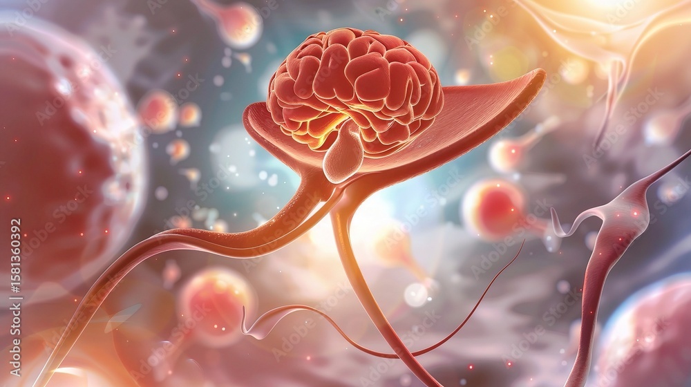Stock-Illustration „Anatomical view of an ovary showing its oval shape ...