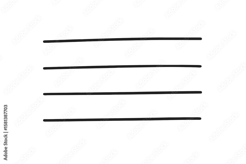 Set of 4 Black Strikethrough Lines Vector, Hand Drawn Marker Stroke ...
