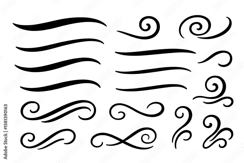 Vetor Hand drawn swooshes and swashes. Calligraphy swirl tails. Vector ...