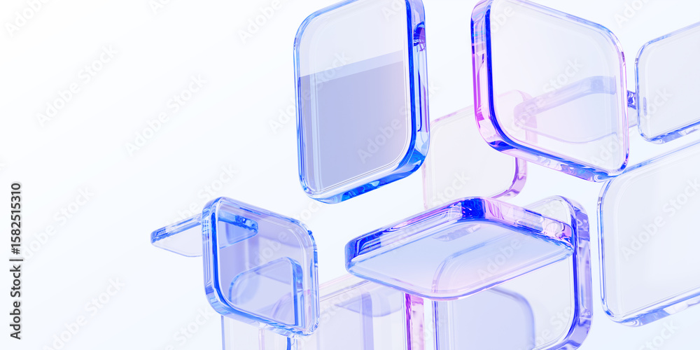 Abstract light blue 3d background wallpaper with glass holographic ...