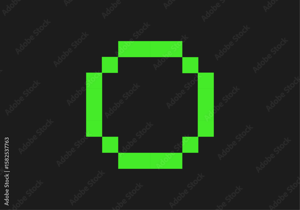 Círculo verde fosforito hecho de píxeles en fondo negro Stock Vector ...
