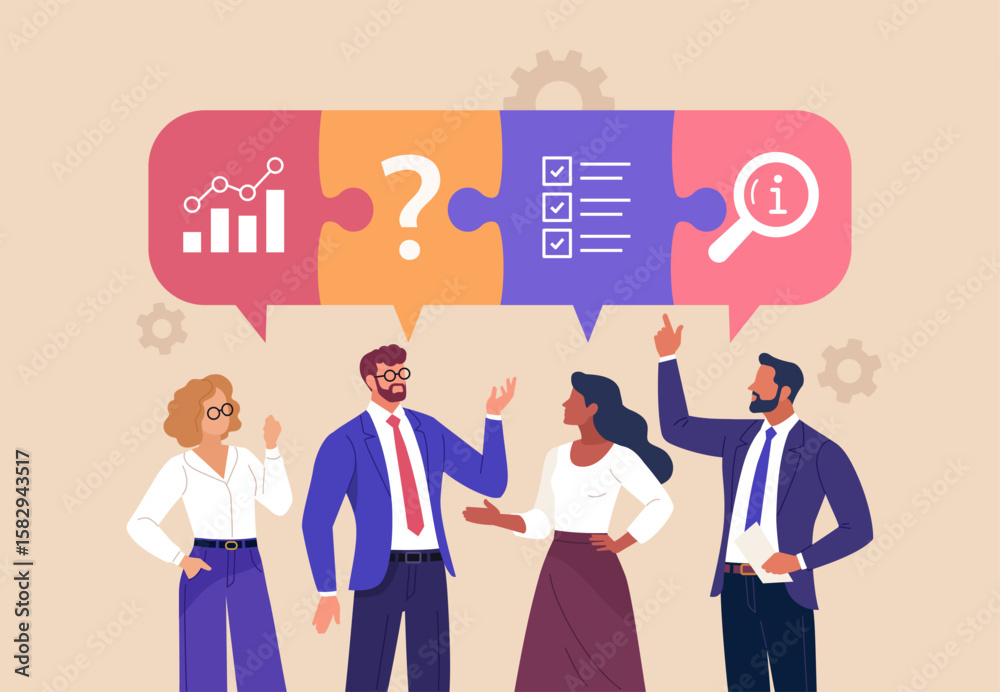 Business Project Discussion concept. Contemporary flat style abstract ...