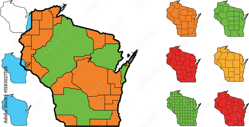 Map of Wisconsin shows different political districtings. Gerrymandering ...