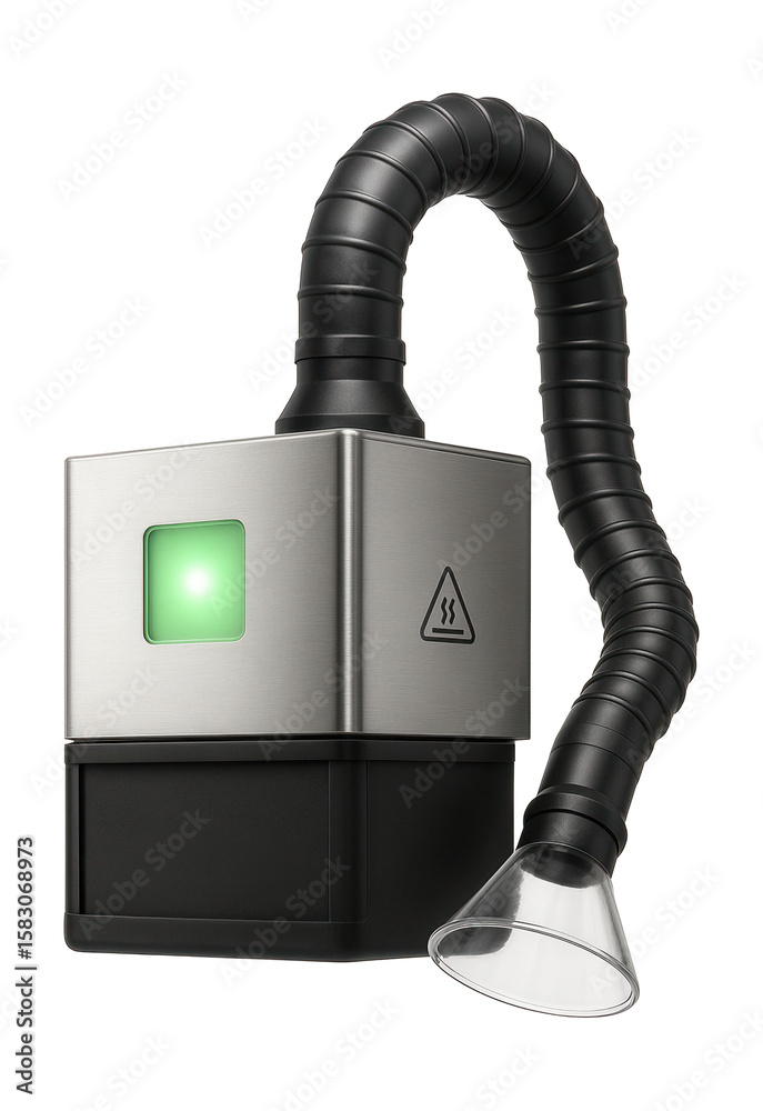Tabletop fume extractor with a built-in LED indicator and replaceable ...