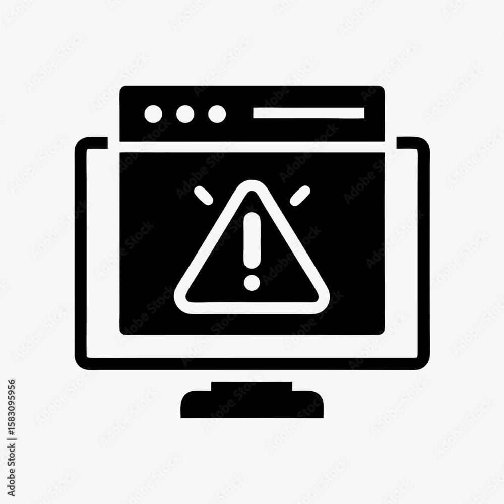 Laptop Error Pop-up Warning Icon - System Alert Symbol Stock Vector ...