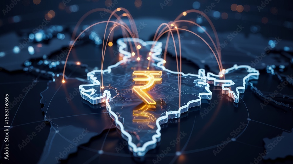 Global financial network showing investment and capital flowing into ...