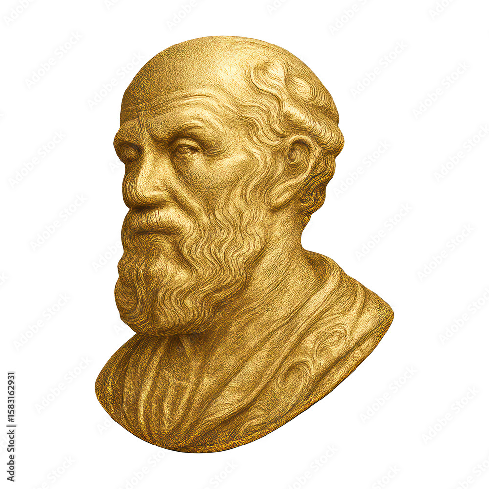 PNG Golden ancient philosopher bust sculpture. Stock Illustration ...