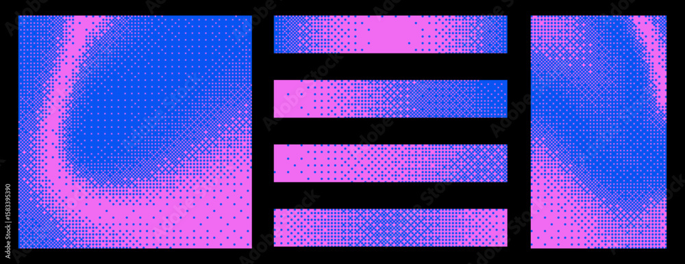 Pink and blue pixelated bitmap texture background set. Retro pixel art ...