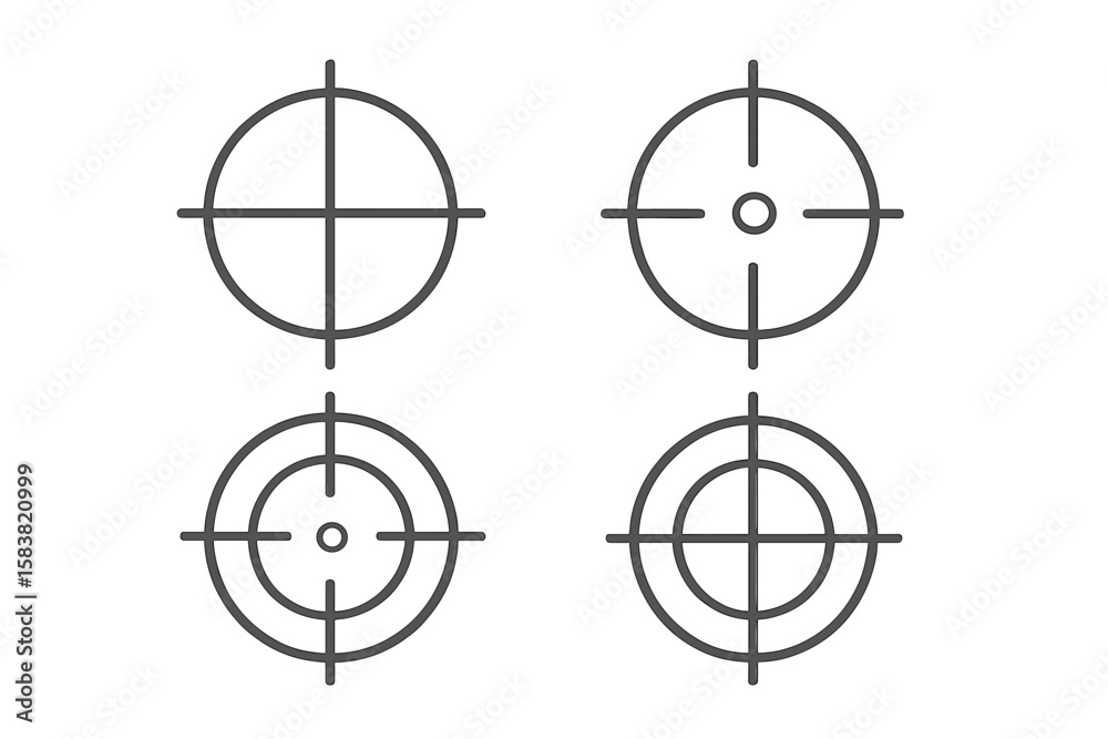 Vector de Stock Crosshair and target aim icon set. Sniper scope sight ...
