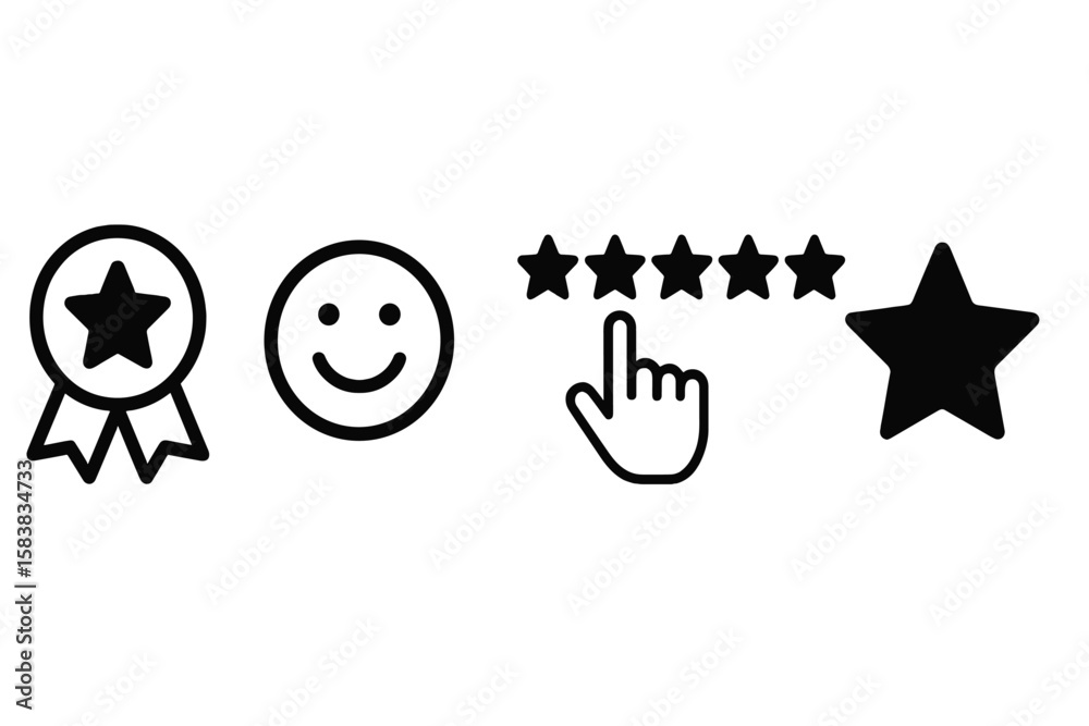 Award, Satisfaction, and Feedback Icons Collection. Five-Star Rating ...