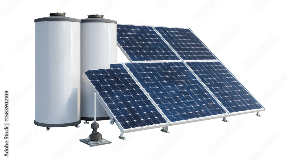 Solar panels connected to water heating tanks designed for renewable ...