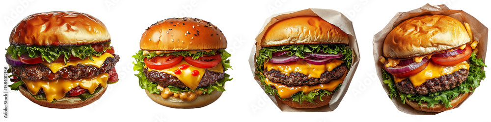 Foto Burgers Array: An array of delectable, gourmet burgers are ...