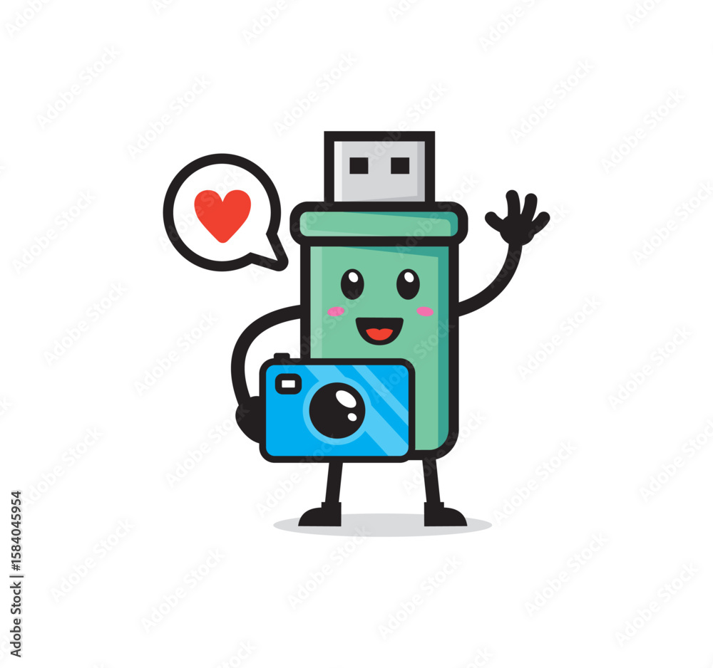 USB flash disk mascot character vector design の Stock ベクター | Adobe Stock