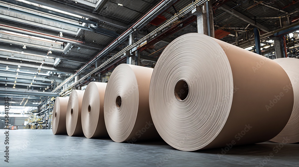 Large Paper Rolls in Industrial Setting Production Process Stock ...