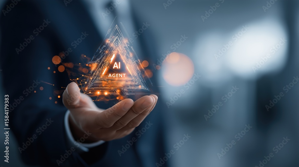 ภาพประกอบ Stock An AI agent acts as a virtual assistant, for support as ...