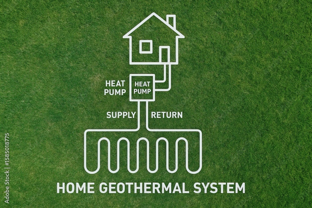 geothermal home system. Diagram of a home geothermal system ...