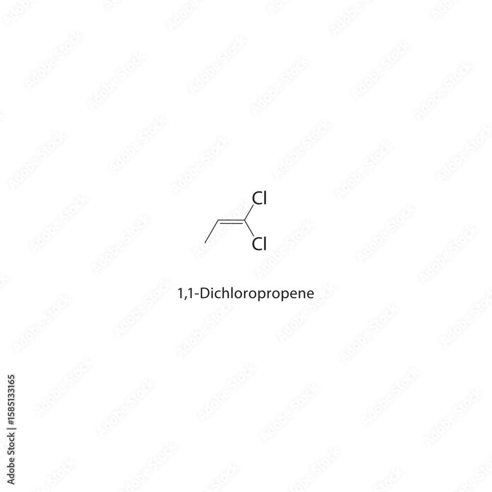 Image vectorielle Stock 1,1-Dichloropropene skeletal structure. halogen ...