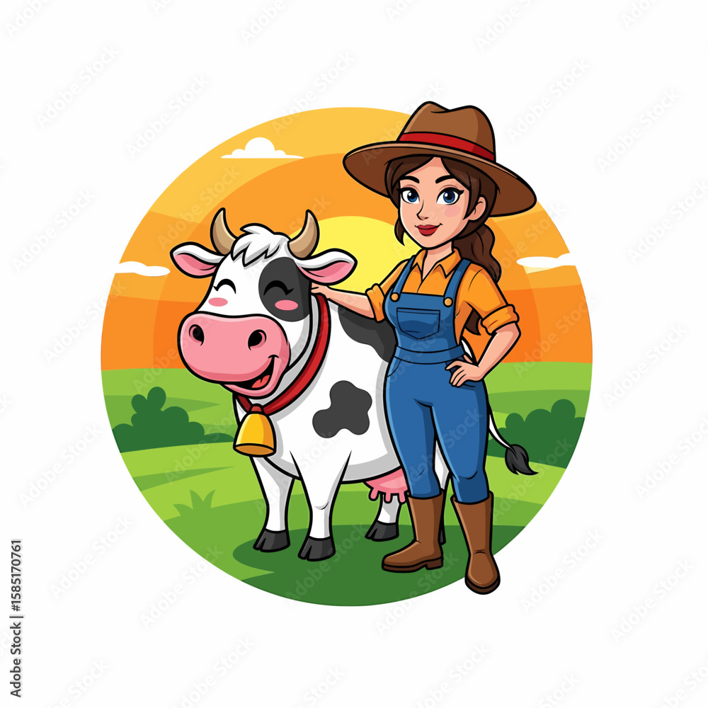 Adobe illustrator artwork of a cute and cheerful cow mascot logo ...