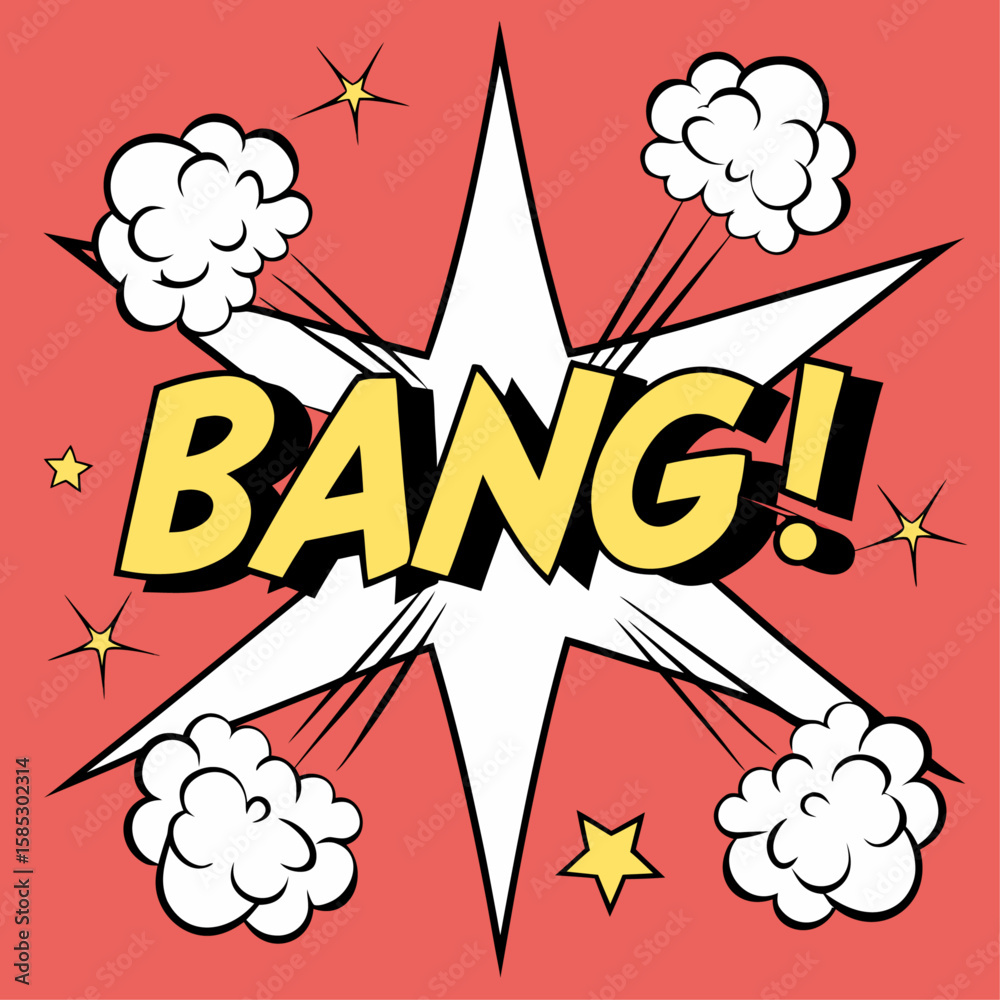 Pop art comic book explosion vector illustration with a fun, happy ...