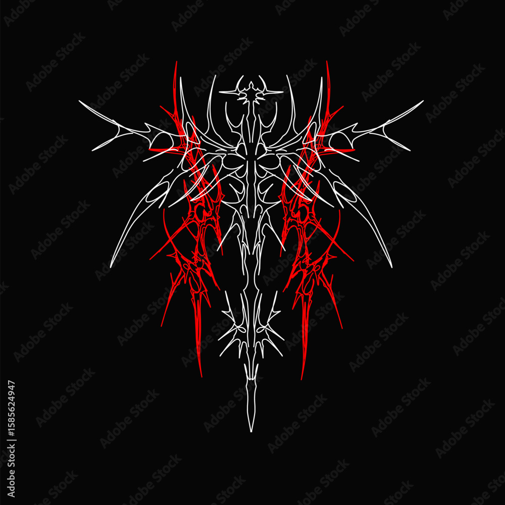 Cybersigilism vector design featuring neo tribal sharp symmetrical ...