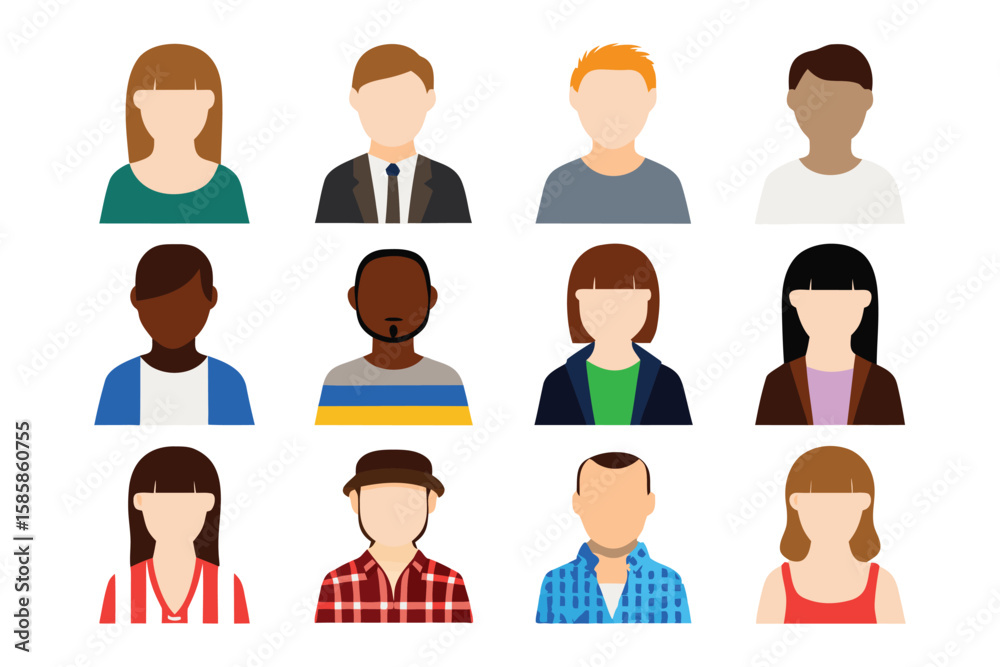 Diverse Avatar Set: Collection of sixteen diverse avatars representing ...