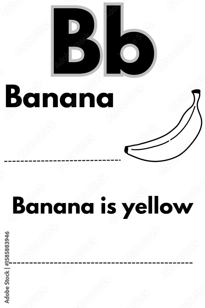 Banana Learning Letter B Activity Page Featuring Yellow Fruits and ...