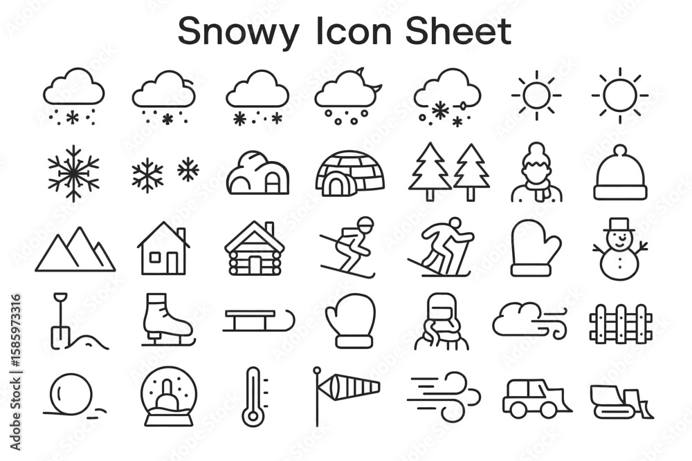 Winter Icons: A collection of winter-themed icons in a simple outline ...