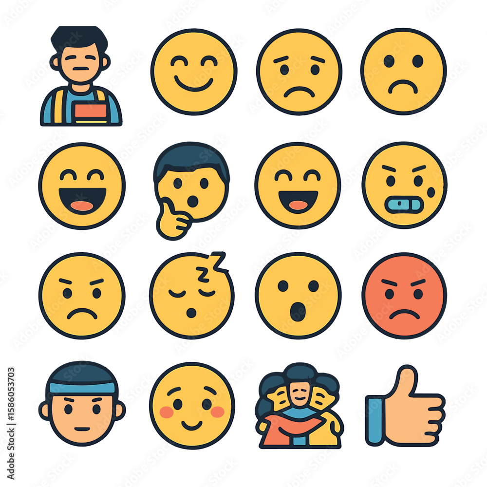 Student & Emotions modern flat style . Student, Happy face, Sad face ...