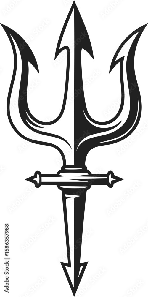 Trident, mythical weapon, three-pronged spear, aquatic symbol, Poseidon ...