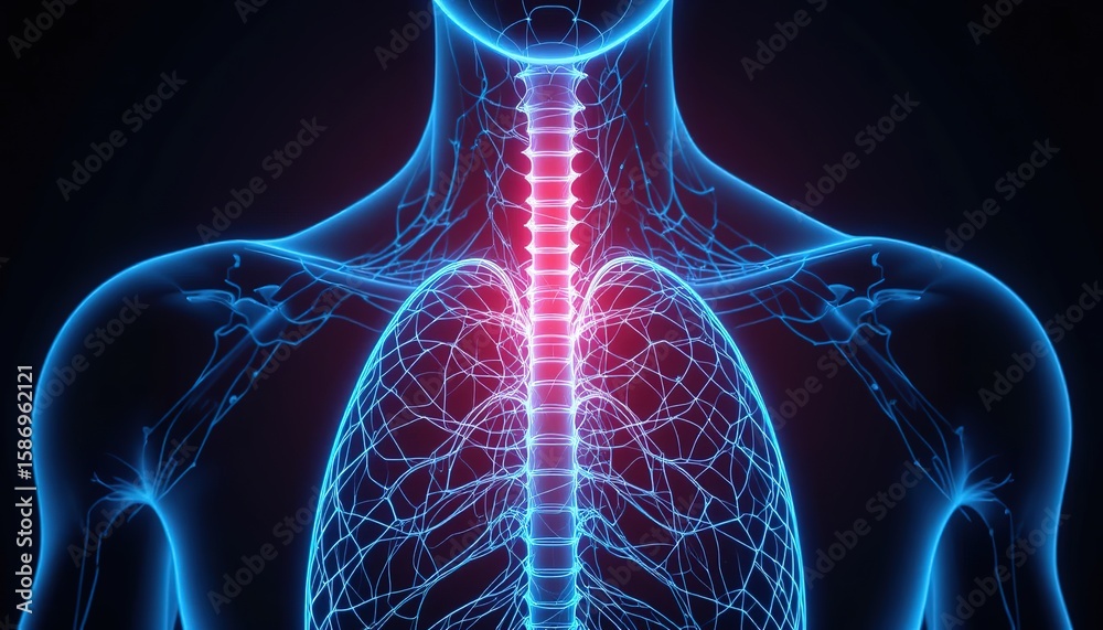 Detailed illustration of the upper body anatomy, highlighting the ...