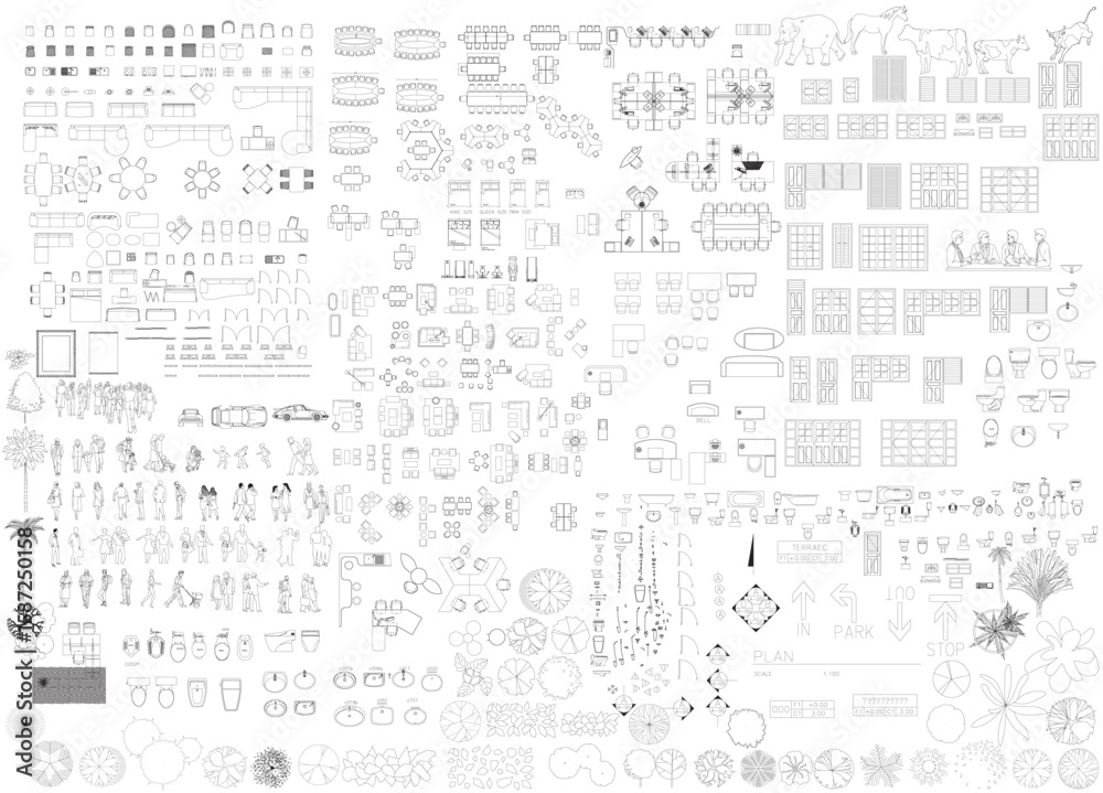 AutoCAD Furniture and Interior Drawing Blocks – Sofa, Chair, Tree ...