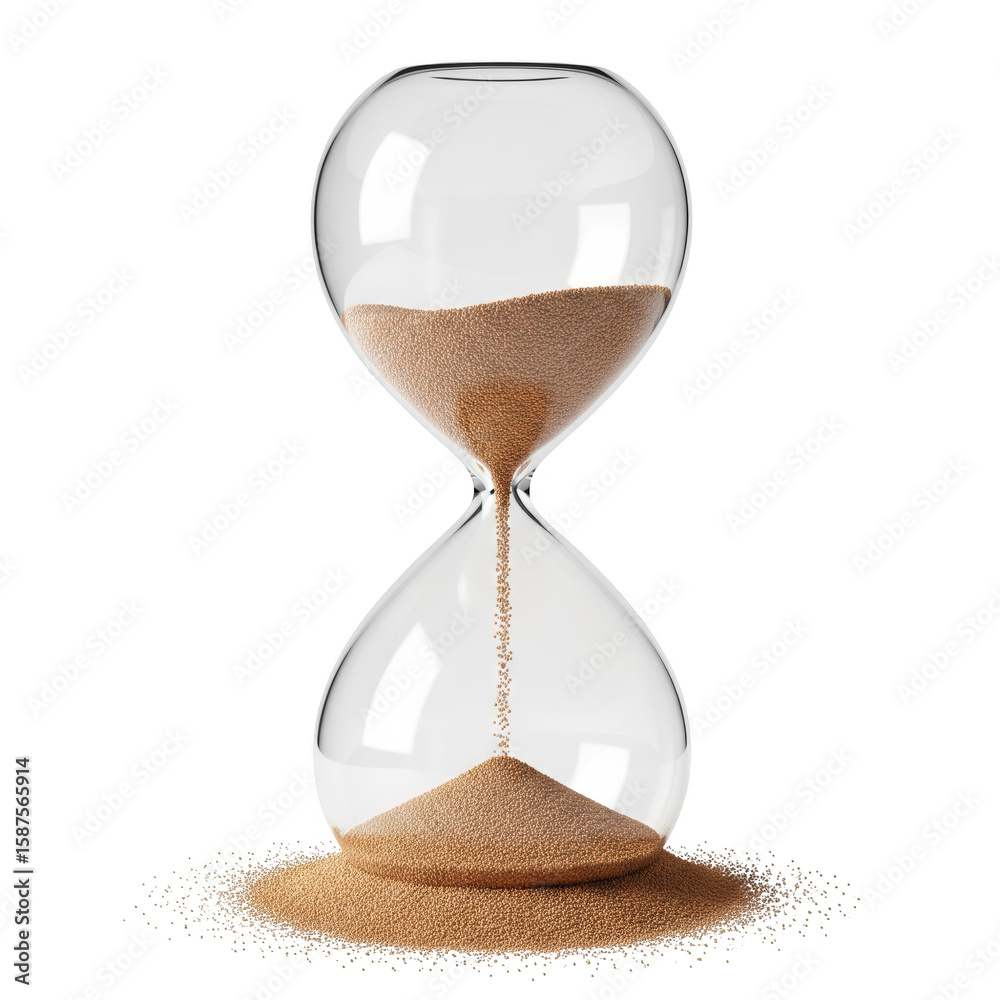Sand timer with sand falling out of it. isolated-3d-on-transparent ...