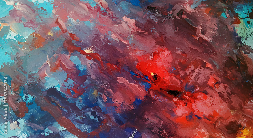 abstract expressionism art acrylic painting as tough brush touch with ...