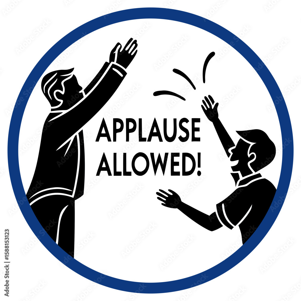 Silhouettes of two people greeting with applause and text "Applause ...