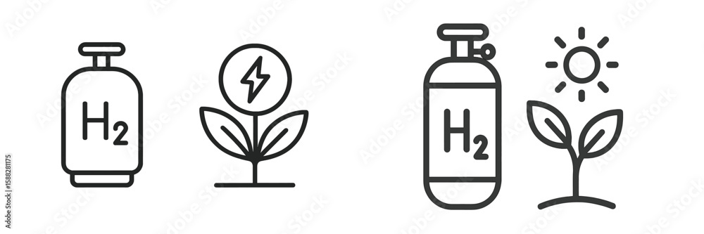 Hydrogen energy symbols represent sustainable fuel options for the ...