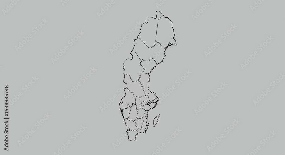Sweden Map Outline A Detailed Cartographic Representation of Regions ...