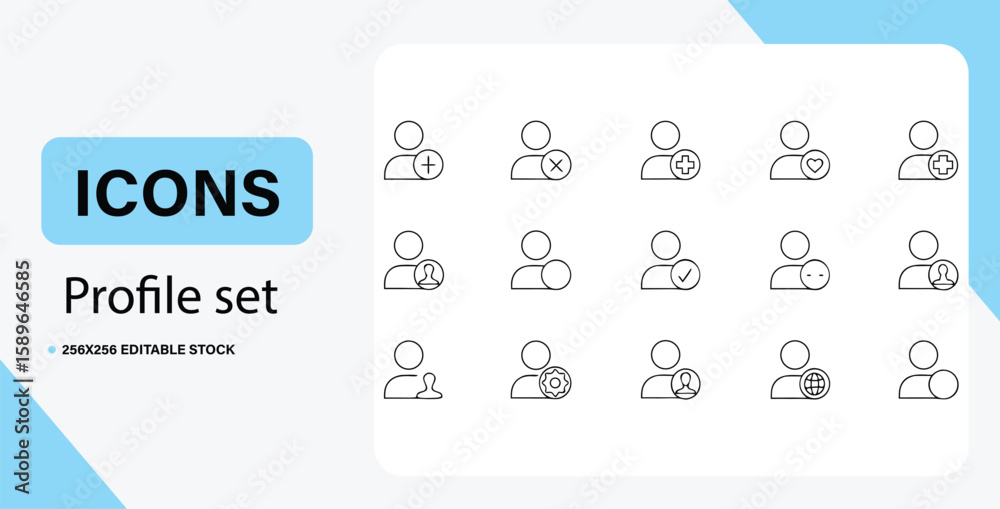 Versatile Profile Icon Set Clean Line Art for Web & App Design の Stock ...