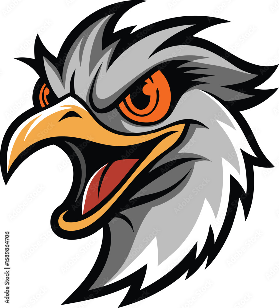 Mad ostrich mascot logo with open beak and dynamic lines Stock Vector ...