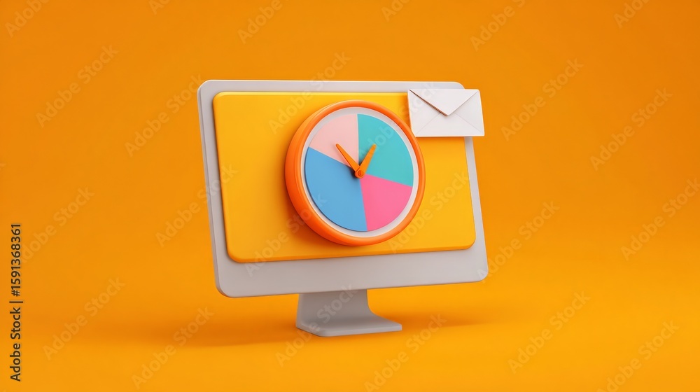 Stock-Illustration „Colorful computer monitor displaying charts and an ...