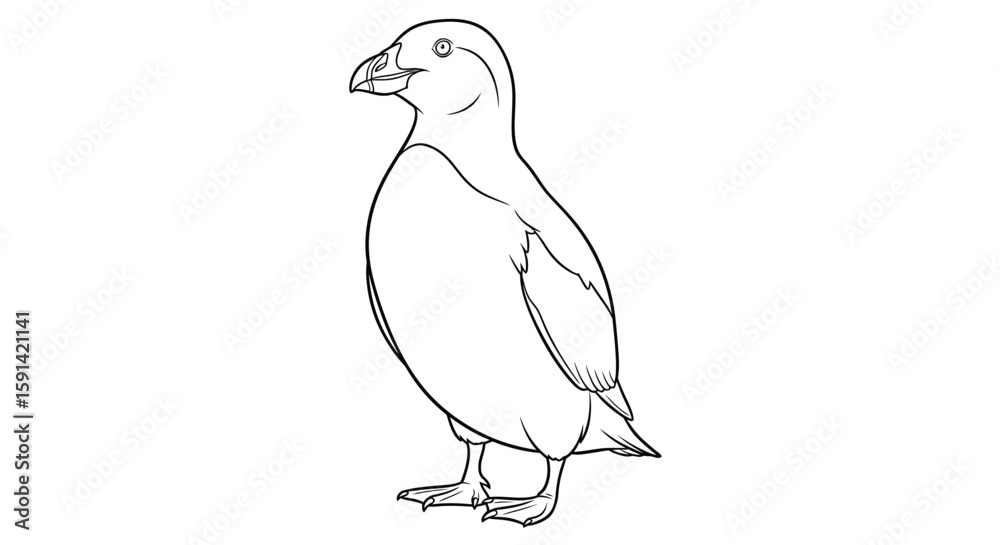 Historical Detailed Great Auk Standing Coloring Page for Adults and ...