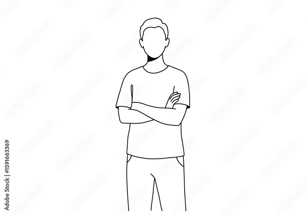 Arms crossed drawing. It is a black and white outline image of a person ...