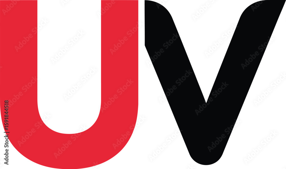 Gradient red and black UV letters create a modern and minimalist ...